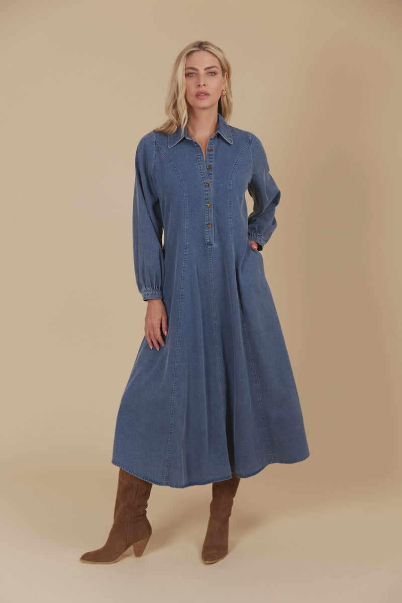 Freya Dress Denim – preciouspiecesdenman