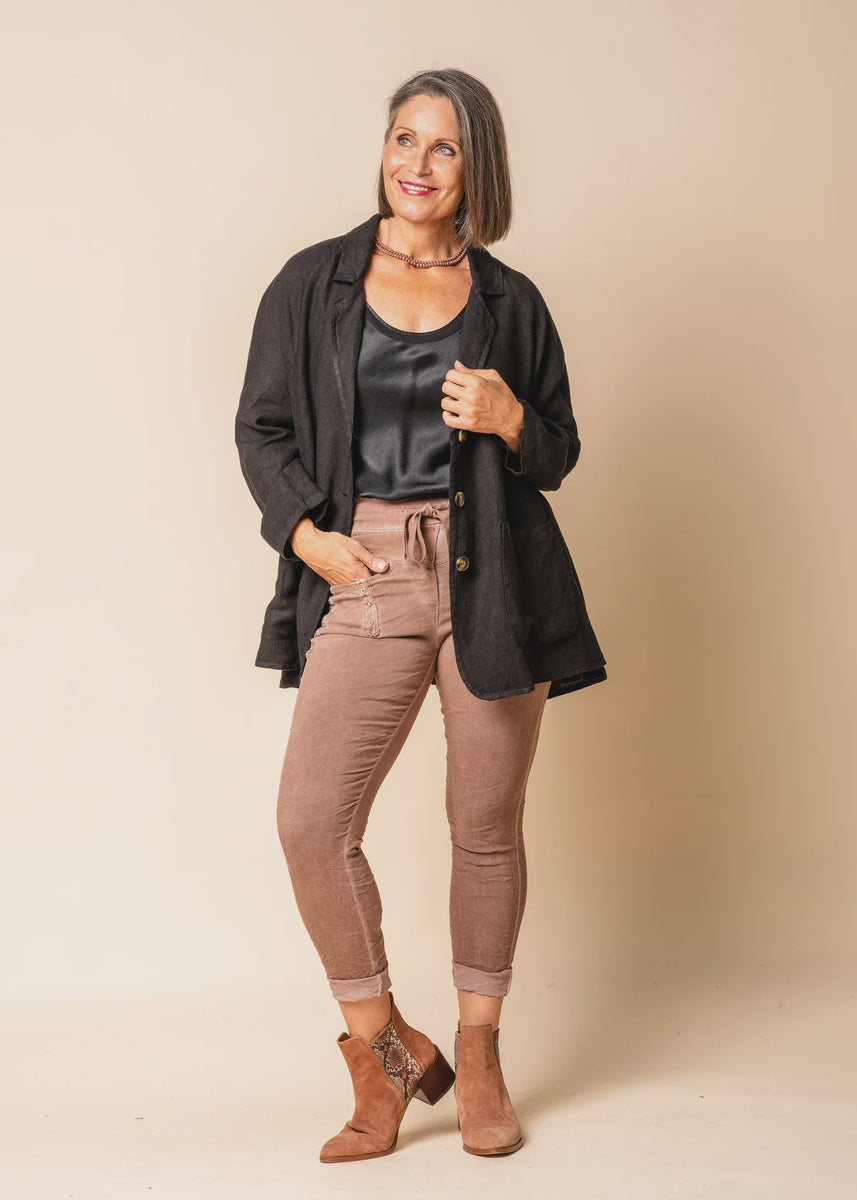 Manjula Linen Jacket onyx – preciouspiecesdenman